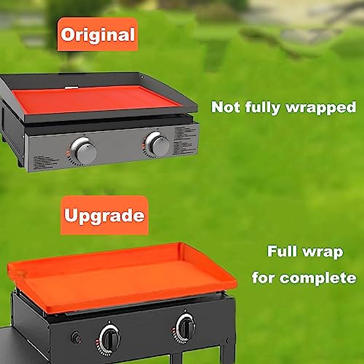 Silicone Griddle Mat,Griddle Mat for 36 Inch Blackstone,Improved Full Wrap-Around Protection,Reusable Heavy-Duty Food Grade Silicone Pad,Rust and Stain Resistant,Keeping Griddle Clean (Orange)