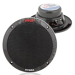 Pyle 6.5 Inch Dual Marine Speakers - 2 Way Waterproof and Weather Resistant Outdoor Audio Stereo Sound System with 400 Watt Power, Polypropylene Cone and Butyl Rubber Surround-1 Pair-PLMR605W (Black)