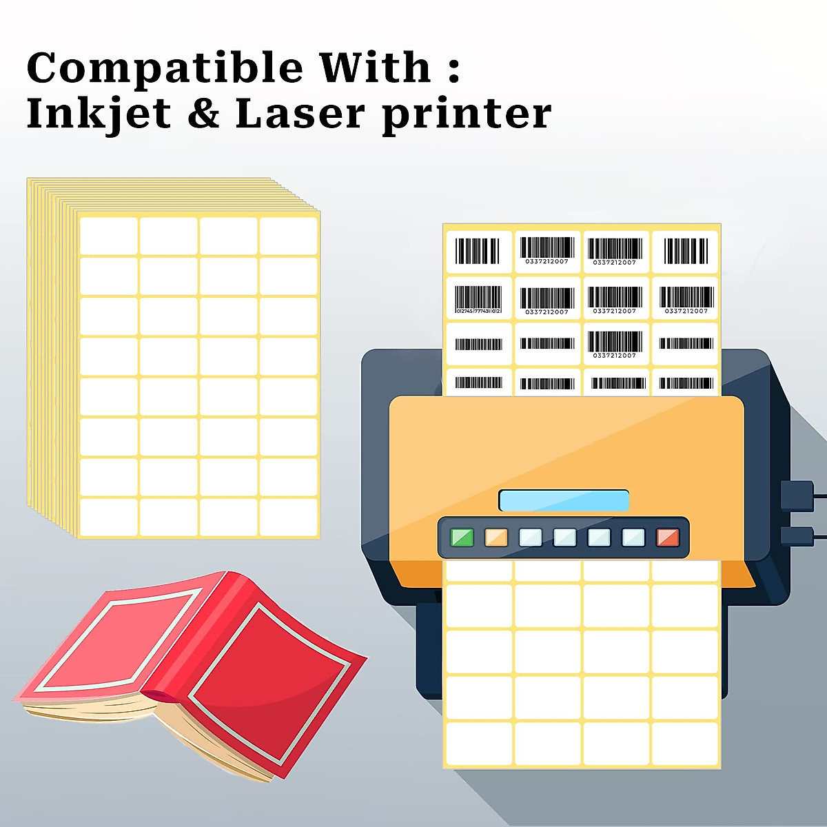 480 Pcs White Blank Labels Self Adhesive Library Book Spine Labels 1" x 1.5" Mailing Address Label Stickers Small Barcode Labels for Laser/Ink Jet Printers