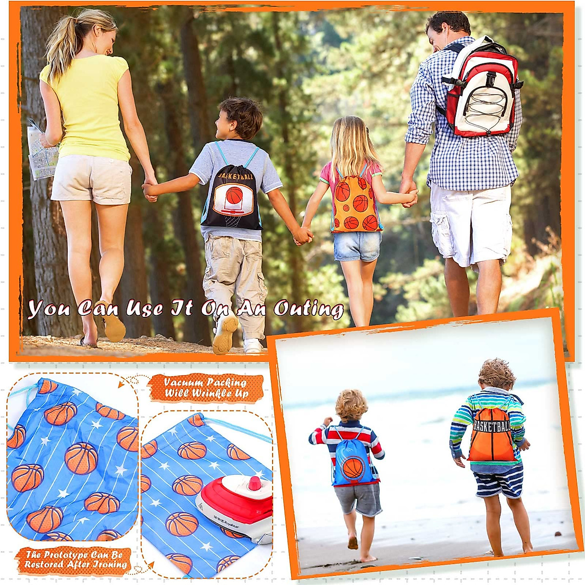 12 Pieces Basketball Party Favor Sports Drawstring Present Bags Travel Basketball Goodie Bags 12 Styles Backpack Basketball Candy Bags Gym Drawstring Bags for Party Gym Workout Supplies