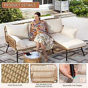 RADIATA Boho Patio Furniture Sets Outdoor Conversation Wicker Bistro Sectional Sofa and Chair Sets for Backyard, Porch, Deck, Garden (7pcs)