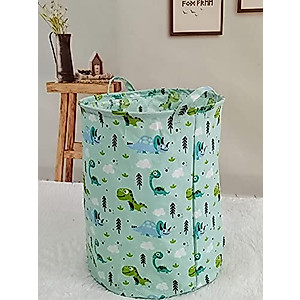 ELIVHINE Easter basket Storage Baskets Waterproof Foldable Organizer Large Storage Bins for Dirty Clothes Home and Office Toy Organizer Laundry Hamper (Forest Dinosaur)
