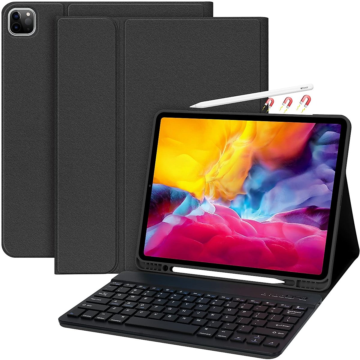 HOTLIFE Case with Keyboard for iPad Air 13 inch （M2 2024 ）,Keyboard Case for iPad Pro 12.9 6th/5th Generation, Wireless Detachable Keyboard- with Pencil Holder for New iPad Air 13-inch/iPad Pro 12.9