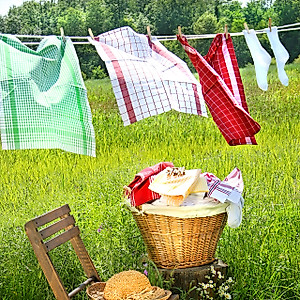 HOUERT Clothesline Rope, 3/16Inch Retracting Outdoors All-Purpose Rope for Laundry Line Dryer with 2 Carabiner Hooks (White, 100ft)