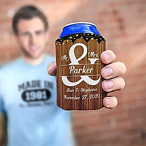 Custom Wedding Can Coolies Mr & Mrs Your Names & Date Personalized Wedding Favors Wedding Decorations Party 96 Pack Can Coolie Drink Coolers Coolies Multi