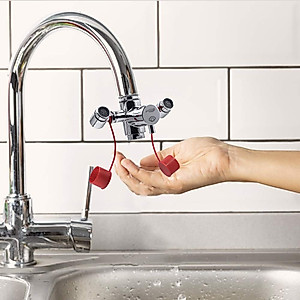 Lunarlipes Faucet Mounted Eyewash Station with Cover, Reliable First AID Emergency Eye Wash Unit for Sink Attachment, for Lab, Factory, Industry Site, Office and Home, Equipped with 4 Adapters