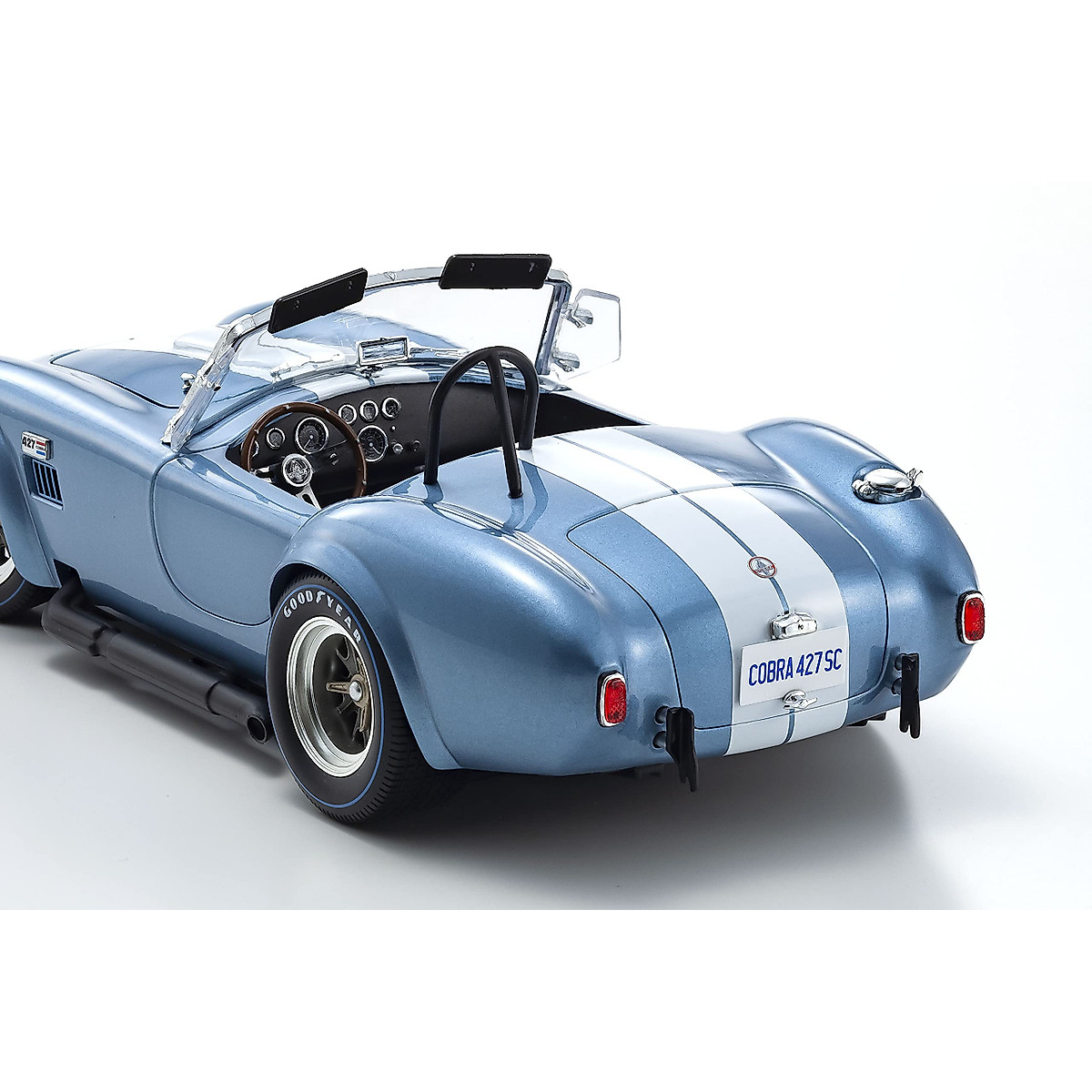 Shelby Cobra 427 S/C Sapphire Blue Metallic with White Stripes 1/18 Diecast Model Car by Kyosho 08047 SBL