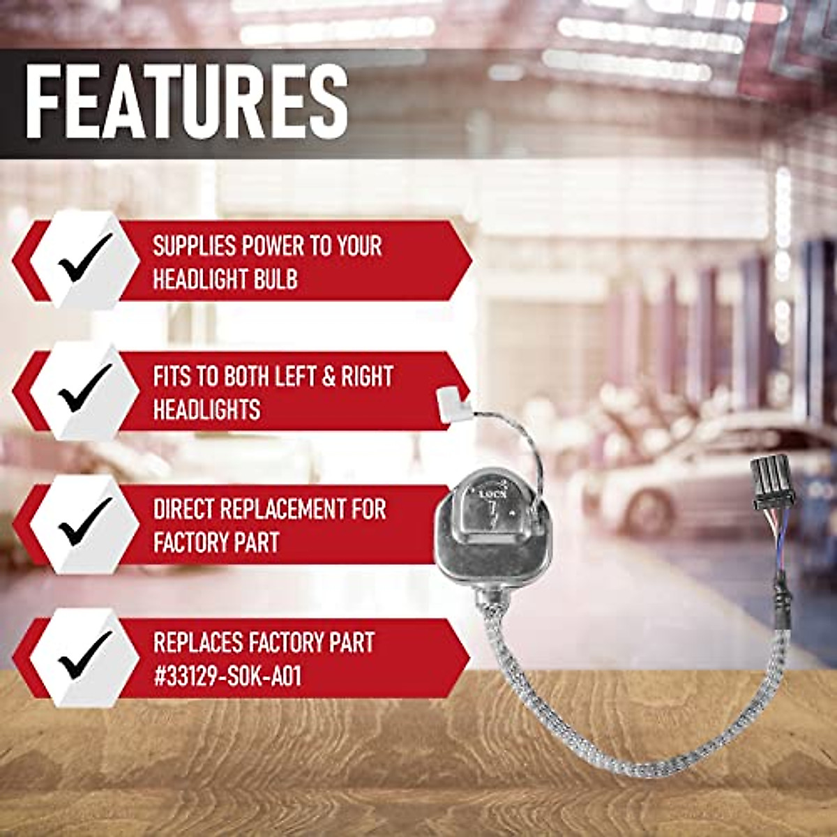 HID Headlight Xenon Ballast Ignitor - Replaces 33129-S0K-A01, 33129-SCC-003, 33129-SEA-003, W3T10571 - Compatible with Acura, Honda & Mazda Vehicles - MDX, TL, TSX, RDX, Odyssey, S2000, 3, CX-9