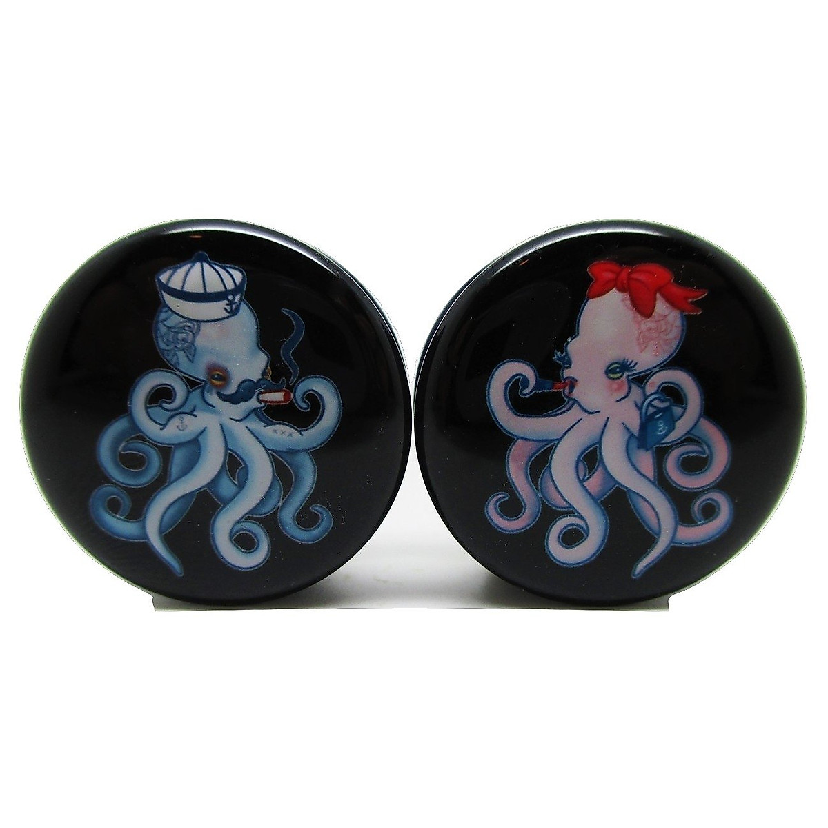 Pierced Republic Octopus Couple Ear Plugs - Acrylic Screw-On - 10 Sizes *Pair* (00 Gauge (10mm))