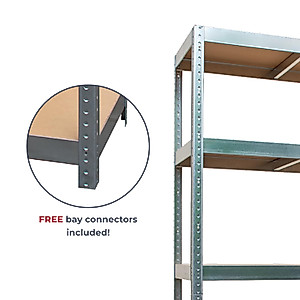 Garage Shelving Units - 71" H x 47" L x 16" W - Heavy Duty Racking - Shelves for Storage -1 Bay - Galvanised - 5 Tier - 2000LB Capacity (400LB Per Shelf) - Workshop, Shed, Office - 5 Year Warranty
