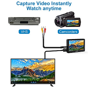Video to Digital Converter, 4.3" AV Video Capture Box/Video Player, Record Video from VHS, HI8, Camcorder, Set Top Box or Any Source, Analog Video to Digital Converter, Built-in Stereo Speakers Mic-in