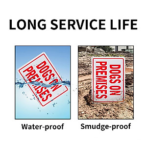 2-Pack Dogs On Premises Sign, 10"x 7" .04" Aluminum Reflective Sign Rust Free Aluminum-UV Protected and Weatherproof