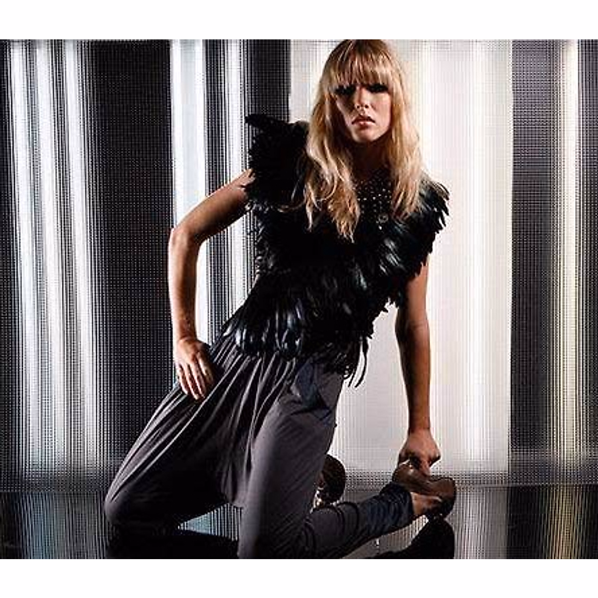 L'VOW Feather Boa Ribbon Punk Gothic Shawl Maleficent Costume for Halloween（Black）