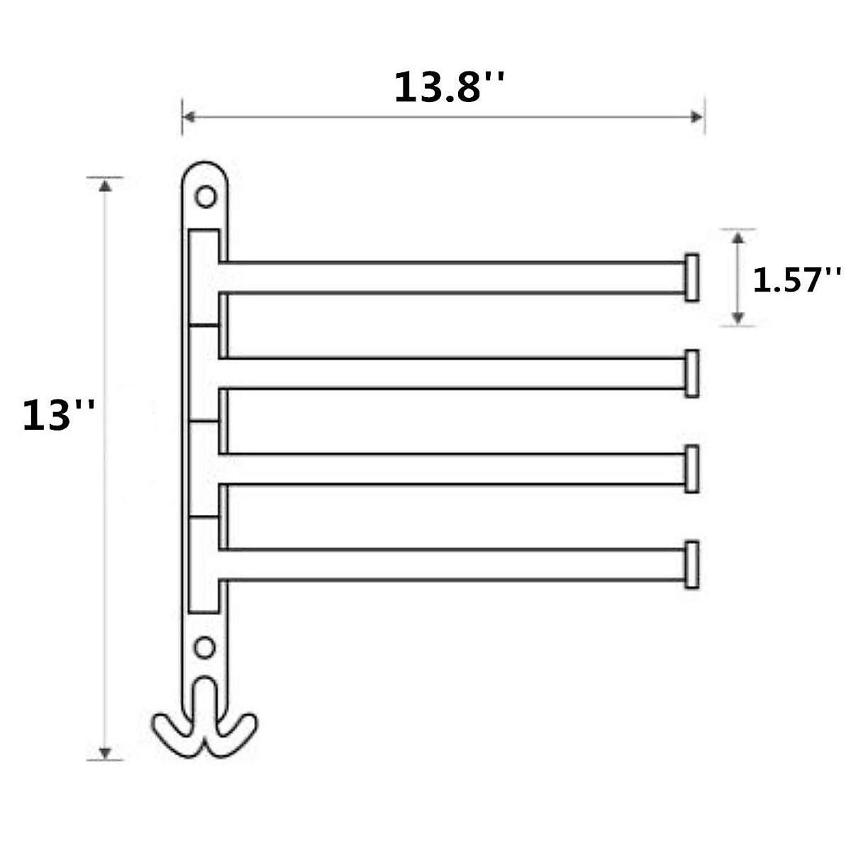 ELLO&ALLO Oil Rubbed Bronze Towel Bars for Bathroom Wall Mounted Swivel Towel Rack Holder with Hooks 4-Arm