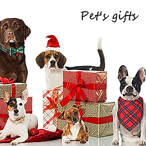 4 Pieces Christmas Dog Bandanas and Collars Set Xmas Christmas Classic Plaid Dog Neck Tie Triangle Bib Scarf Kerchief Adjustable PET Bow Tie with Safety Bell PET Costume for Cat Dog (L, Classic Style)