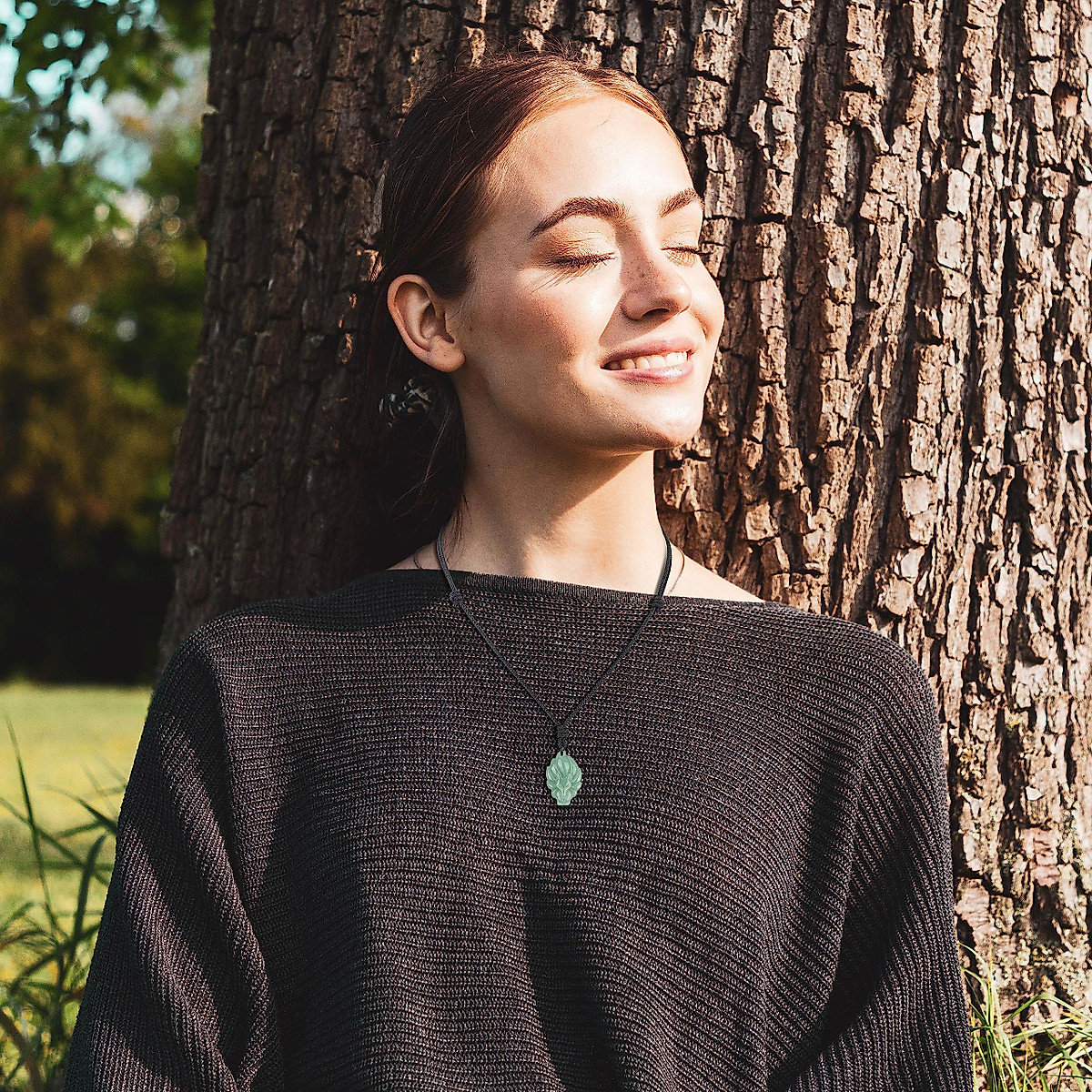 COAI Green Aventurine Stone Amulet Nine Tailed Fox Pendant Necklace for Women Girls