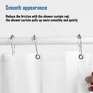 Ansxiy Shower Curtain Hooks Rings, Rustproof Metal Shower Curtain Rings for Bathroom Shower Rods Curtains - Set of 12, Nickel