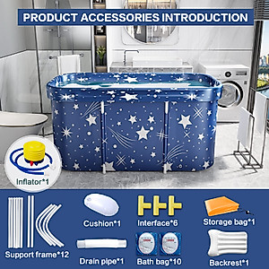 Portable Bath Tub, Foldable Bathtub for Adults and Kids, Therapy Tub for Shower Stall Bathroom Fold Up Japanese Soaking Hot SPA Bathtub, Hot Bath Tub, Ice Bath Tub 45.3''x23.6''x19.7''