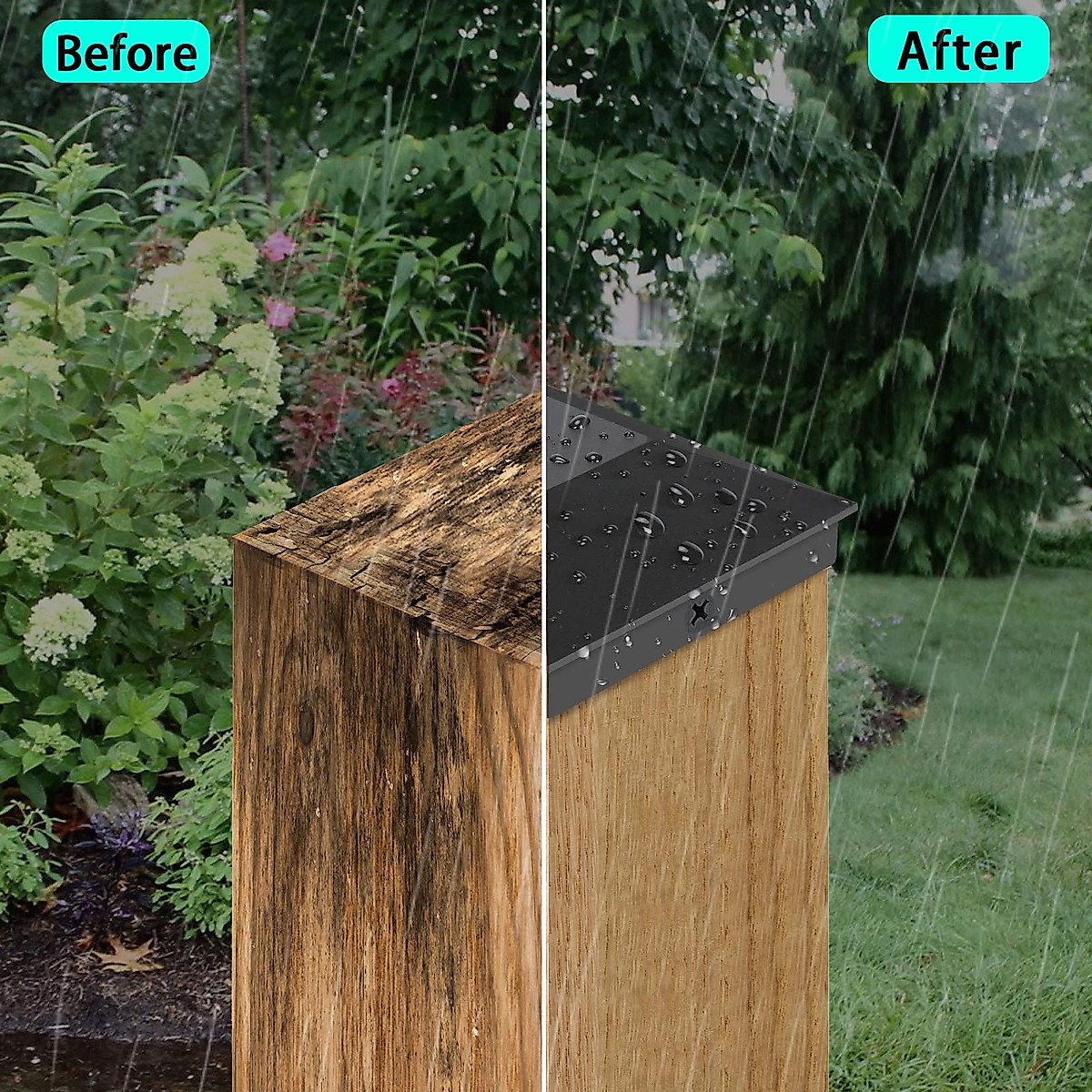 Eapele 4X4(3.5in x 3.5in) Wood Fence Post Caps, PP Plastic Water-Proof UV-Proof, Keep Post from Cracking and Rotting (24pcs, Black）