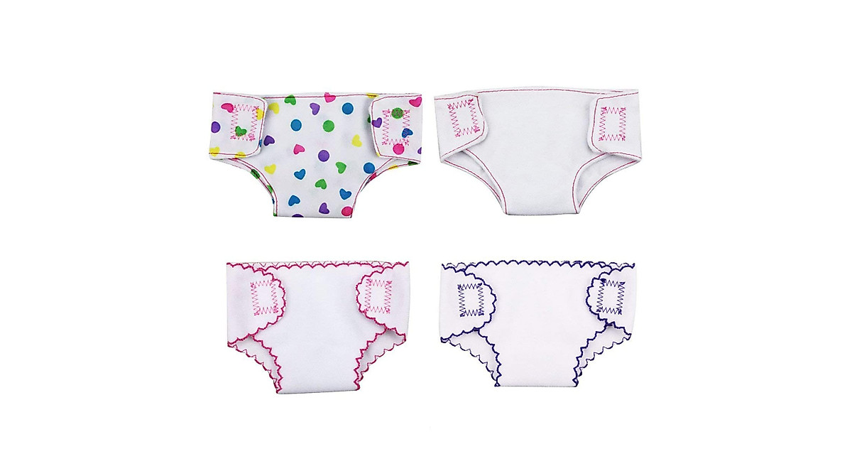 DC-BEAUTIFUL 4 Pack Diapers for 14-18 Inch Dolls
