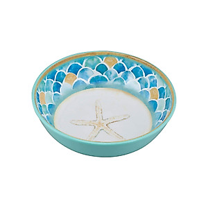 UPware 16-Piece Melamine Dinnerware Set, Includes Dinner Plates, Salad Plates, Dessert Plates, Bowls, Service for 4. (Mermaid)