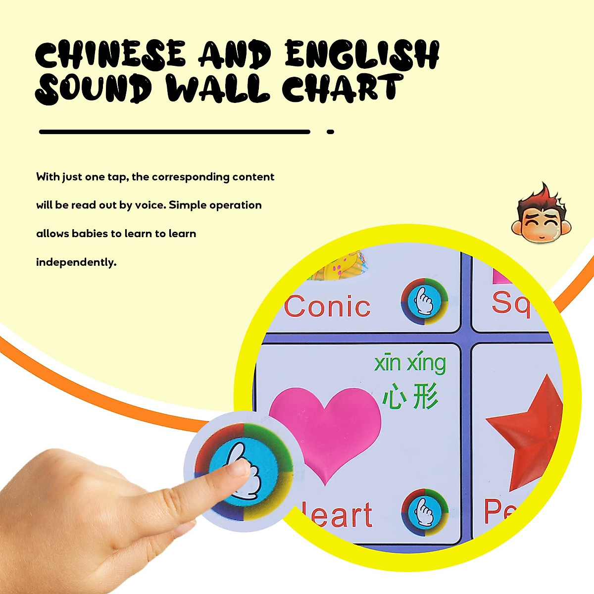 STOBOK 2pcs Fruit, Interactive with Numbers, Charts Between Audio Colors, Music Posters Poster and Chinese Shapes, English Learn Electronic for Home Hanging Preschool