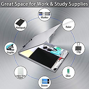 ROCOFF Metal Clipboard with Storage - Letter Size Aluminum Clipboards, Low Profile Clip Box Heavy Duty, Great for Office Jobsite or Classroom, Medical System, Law Enforcement, Single Compartment