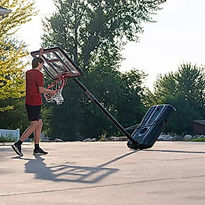 Lifetime Pro Court Height Adjustable Portable Basketball System, 44 Inch Backboard, Red/White