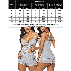 Avidlove Womens Sleepwear Lace Pajamas Cami PJS Set Sexy Nightwear (Small, Gray)