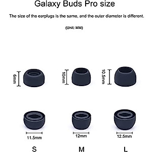 Adhiper Silicone Earbuds Replacement Buds Pro Earbuds Earmuffs Compatible for Samsung Galaxy Buds Pro Earplugs-fit in The Charging case, Noise-Reducing Non-Slip Silicone Earplugs with Filter (Black)