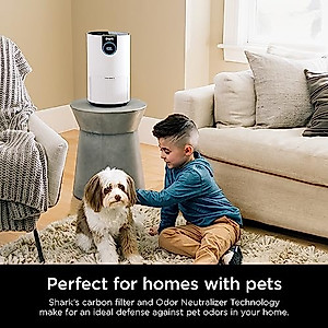 Shark HP132 Clean Sense Air Purifier with Odor Neutralizer Technology, HEPA Filter, 500 sq. ft., Small Room, Bedroom, Office, Captures 99.98% of Particles, Dust, Smoke & Allergens, Portable, White