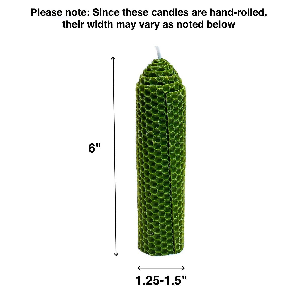Phyther 100% Natural Beeswax Pillar Candles (6 x 1.25-1.5 inches). Unscented, Honeycomb Pattern Candlestick for Table Centerpiece Décor. Green (2 pcs)