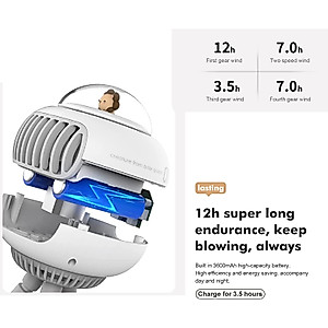 Baby Stroller Fan rechargeable 130 °Automatic Swing Handheld Personal Portable Clip On Fan With Flexible Tripod Desk Fan Ultra Quiet USB Fans Bike Treadmill Crib Car Seat Outdoor Camping Office