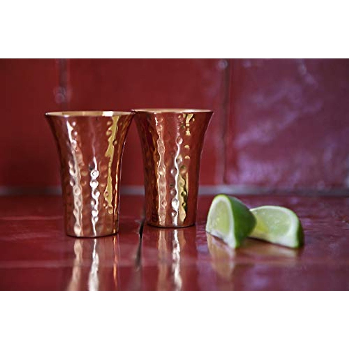 Alchemade Set of Two 2 Ounce 100% Pure Hammered Copper Shot Glasses - Jigger For Tequila, Rum, Gin, Vodka, or Whiskey for Bartenders or Your Home Bar