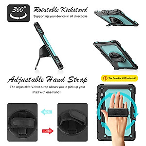 BASE MALL Tablet Case for Samsung Galaxy Tab S8 Plus 2022/S7 FE/S7 Plus 12.4 5G, [Shockproof] with Tempered Glass Screen Protector,360° Rotating Kickstand/Hand Strap/S Pen Holder (SkyBlue)