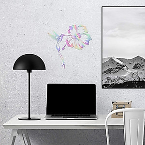 Transparent Decal Stickers of Hummingbird and Hibiscus Tattoo (Hologram) Premium Waterproof Vinyl Decal Stickers for Laptop Phone Accessory Helmet Car Window Mug Tuber Cup Door Wall ANDstic603753HOAA