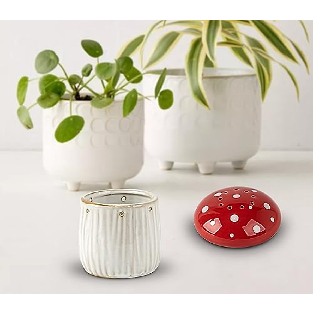 Mushroom Baking Soda Holder For Fridge Deodorizer Ceramic Baking Soda Fridge Holder Odor Absorber Container Smell Remover Cute Fridge Deodorizer Refrigerator Odor Eliminator(No Soda)