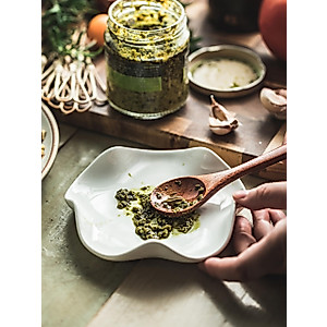 Cormomu Spoon Rest for Stove Top, 5.2" Ceramic Spoon Holder for Kitchen Countertop, Coffee Spoon Rest, Large Cooking Spatula Holder for Spoons, Ladles or Tongs, Housewarming Gifts, White