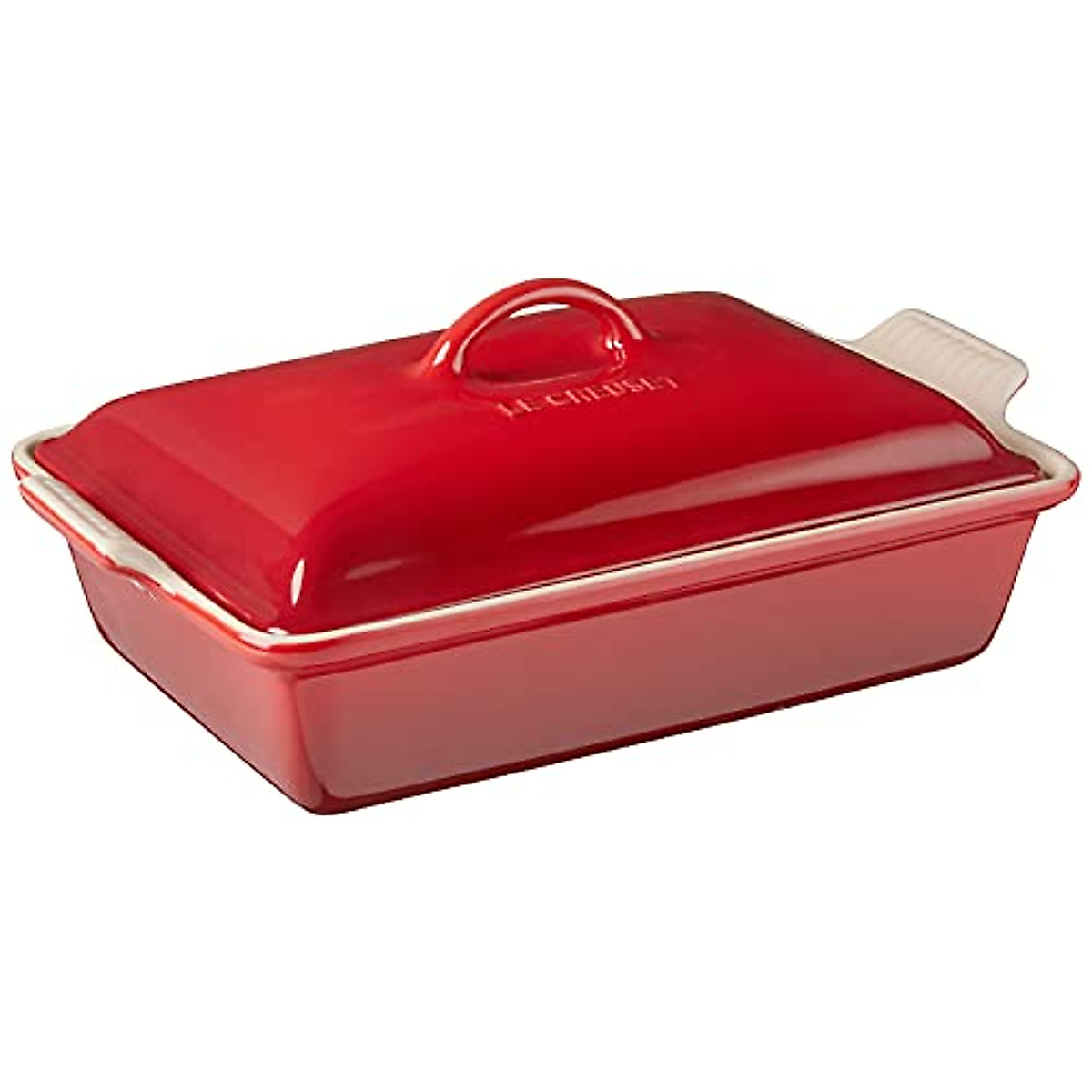 Le Creuset Stoneware Heritage Covered Rectangular Casserole, 4 qt. (12" x 9"), Cerise