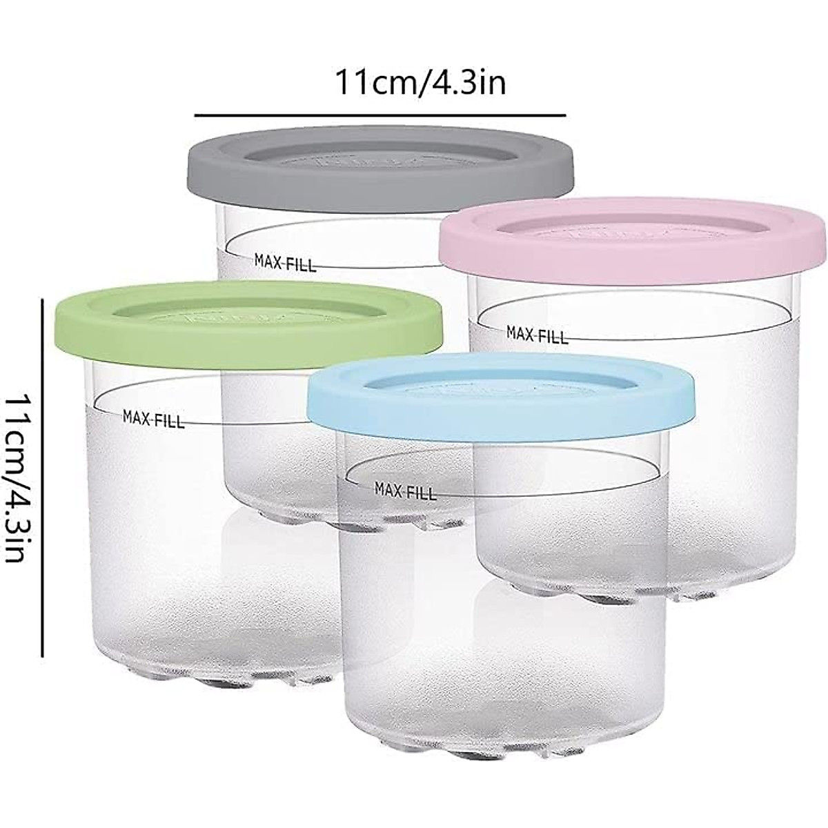 Ice Cream Pints Cup,Ice Cream Pints Cup, Ice Cream Containers With Lids For Ninja Creami Pints, Safe & Leak Proof Ice Cream Pints Kitchen Accessories,for Nc300s Nc299am Series Ice Cream Maker (4PCS)