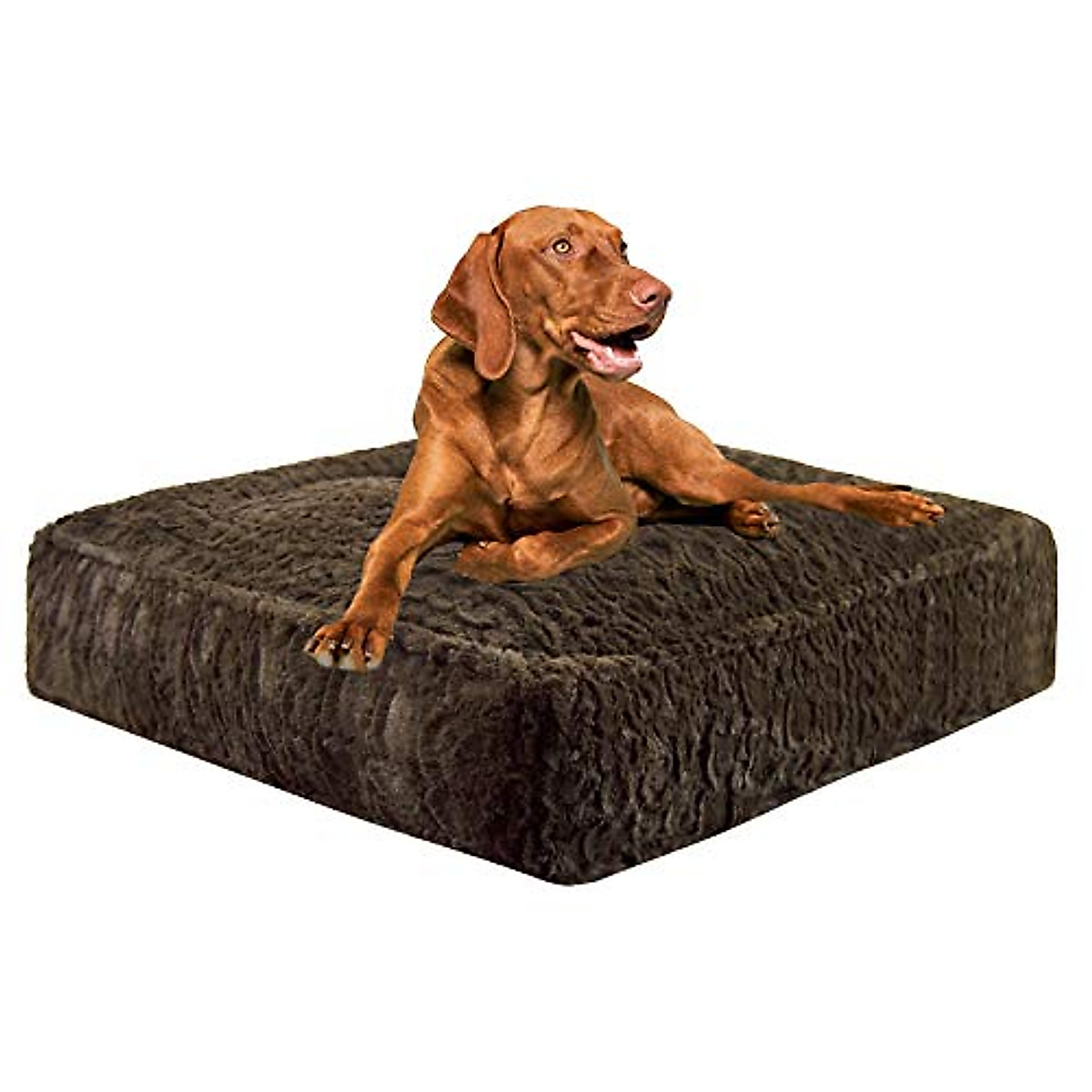 Bessie and Barnie Serenity Brown Luxury Extra Plush Faux Fur Rectangle Pet/Dog Bed (Multiple Sizes)