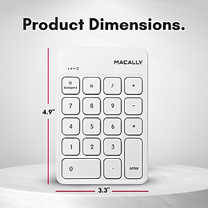 Macally USB C Wireless Number Pad | Numeric Keypad for Mac Macbok iMac | Wireless 10 Key for Laptop PC Computer Notebook Surface Chrome (2.4G USB) Perfect for Data Entry Numpad Number Keyboard