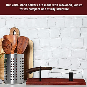 Yookeer 2 Pcs Wood Knife Display Stand Blade Knife Collection Display Stand Holder Wood Fixed Knife Stand for Home Kitchen Rustic Decor Collection Display, Knife Not Included