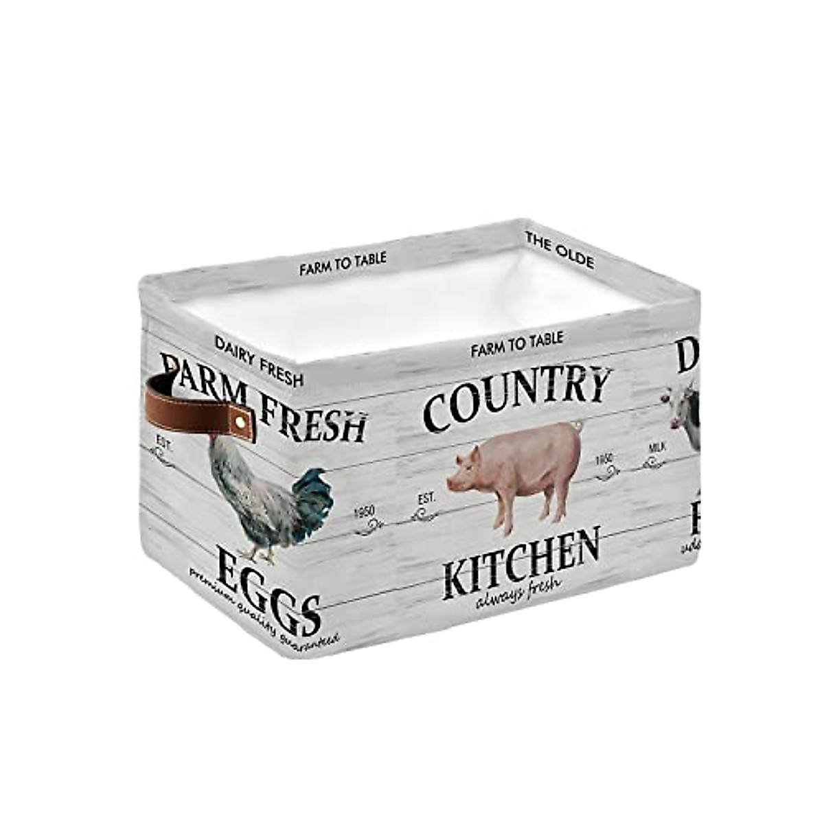 Farmhouse Animals Storage Bins 1 Pack, Large Waterproof Storage Baskets for Shelves Closet, Farm Cow Pig Oil Painting Storage Basket Foldable Storage Box Cube Storage Organizer with Handles
