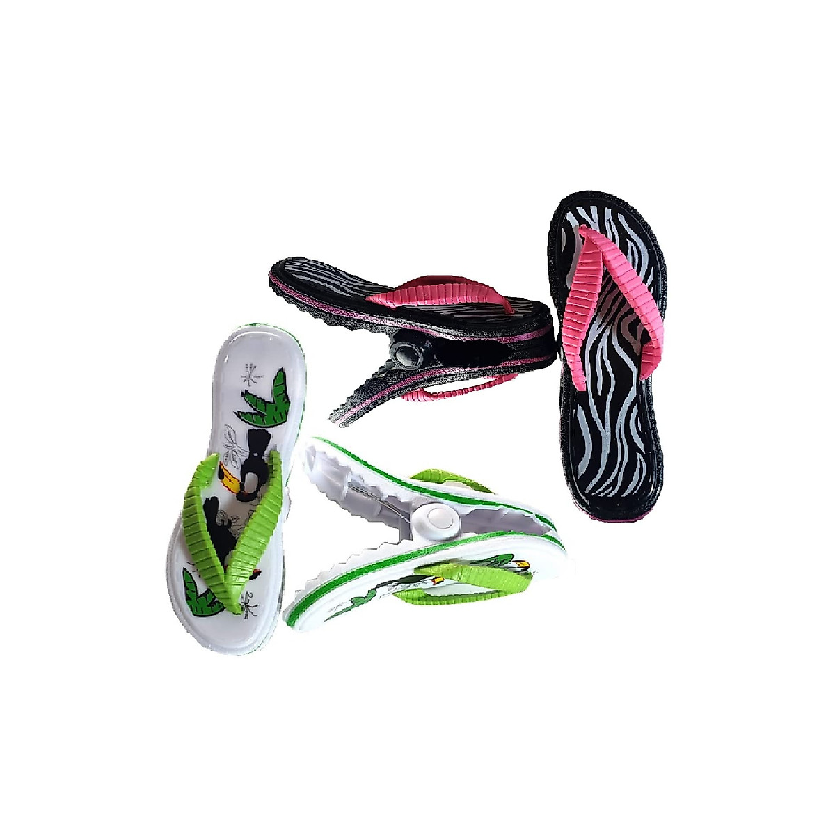 2 Set (4 Ct) Black Flops / White Flops Beach Towel Clips Jumbo Size for Beach Chair, Cruise Beach Patio, Pool Accessories for Chairs, Household Clip, Baby Stroller