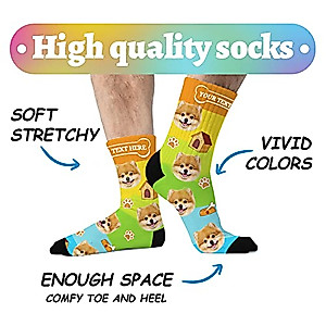 Gowelly Custom Face Socks with Picture, Personalized Funny Crew Sock Customized Unisex Funny Crew Sock Gifts for Men Women (DOG)
