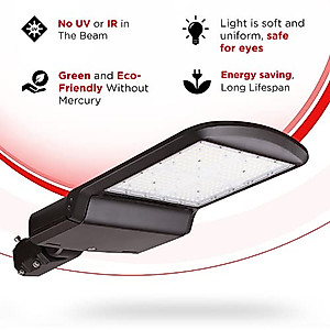 Shine LED 300W Parking Lot Flood Light AL3 Series, 5700K, 45000lm, 145lm/W, Slip Fitter Mount, DLC, UL Certified, IP65 Rated, Outdoor Street, Parking Lot, Security Flood Light