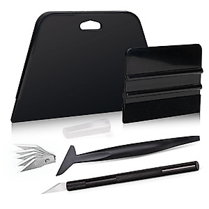NEWISHTOOL Wallpaper Smoothing Tool Kit, Wallpaper Tools for Applying Peel and Stick Contact Paper Vinyl Film, Includes Big Smoothing Squeegee, Felt Scraper, Edge Tucking Stick, Craft Knife & Blades