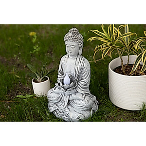 VP Home Buddha Statue for Home and Outdoor Decor Solar Powered Flickering LED Garden Light Zen Meditation Spiritual Room Decor (Tranquil Buddha) Statue for Gifts