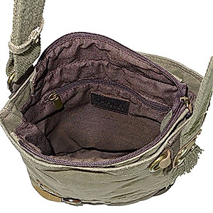 Chala Patch Cross-Body Women Handbag, Olive Canvas Messenger Bag - Chala Fox